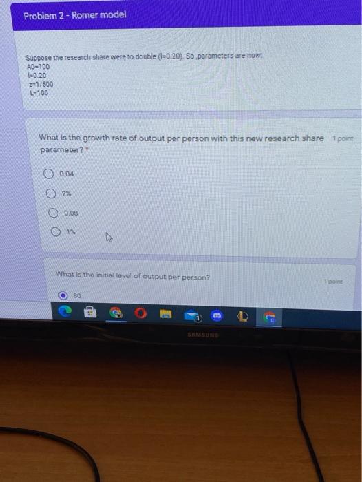 Solved Problem 2 - Romer model Suppose the research share | Chegg.com