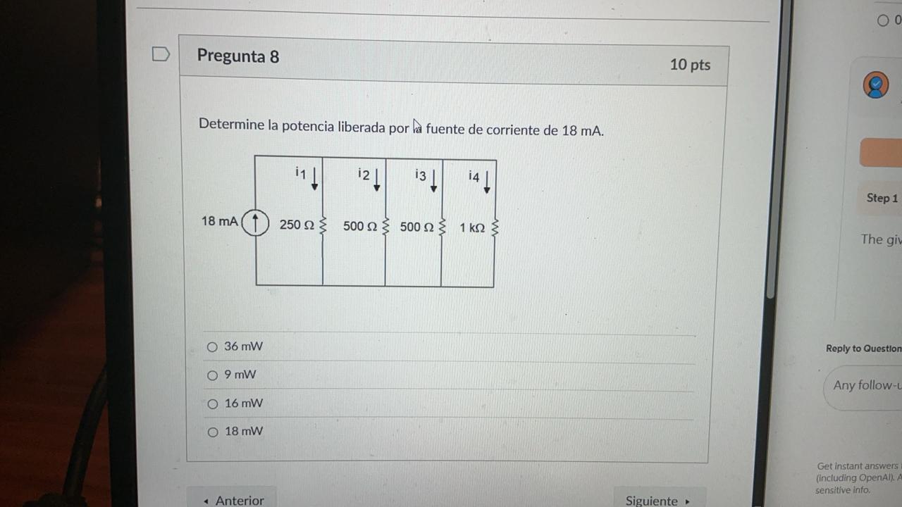 Solved Determine la potencia liberada por la fuente de | Chegg.com
