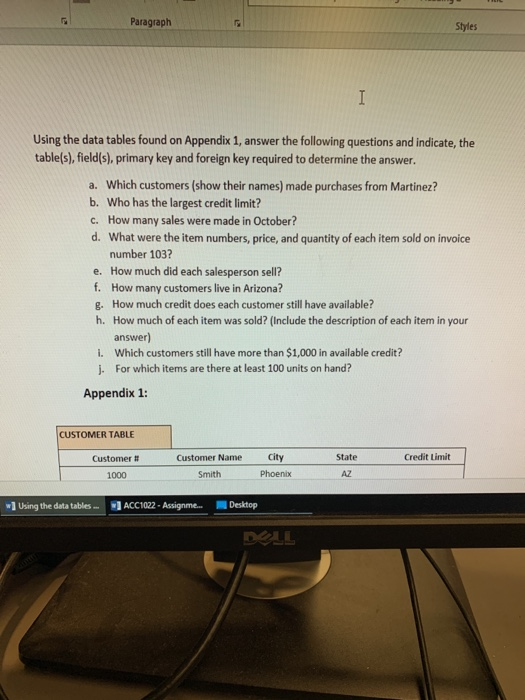 Solved Paragraph Styles Using the data tables found on | Chegg.com