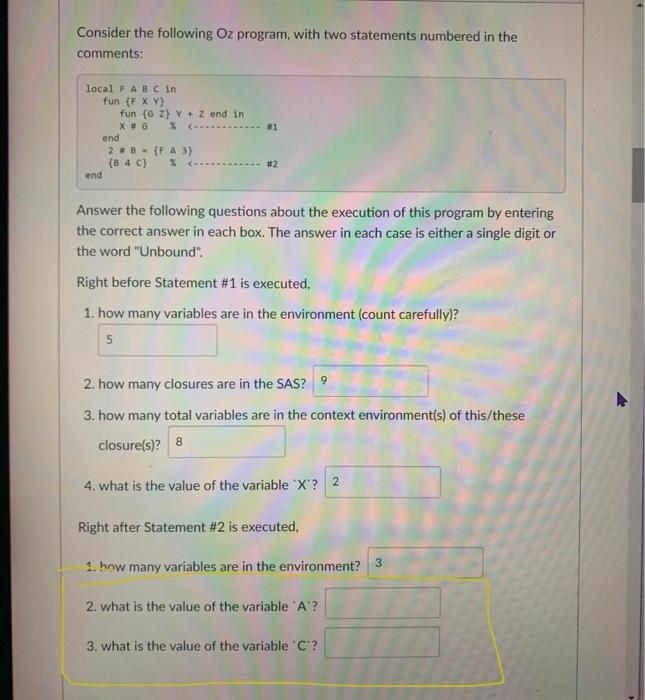 Solved Consider the following Oz program, with two | Chegg.com