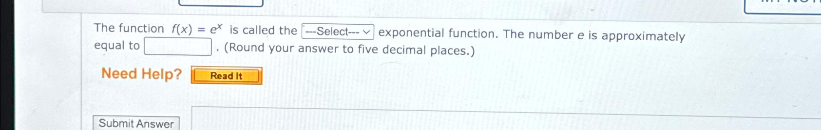 Solved The function f(x)=ex ﻿is called the --Select-- v | Chegg.com