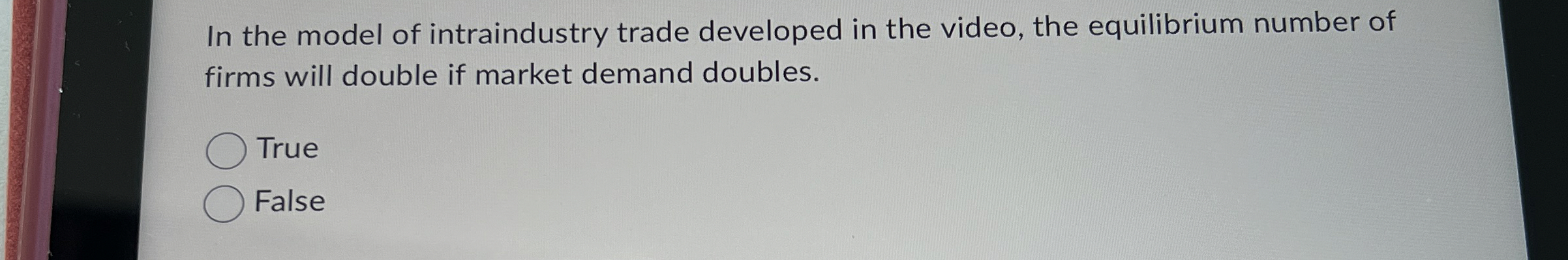 Solved In the model of intraindustry trade developed in the | Chegg.com
