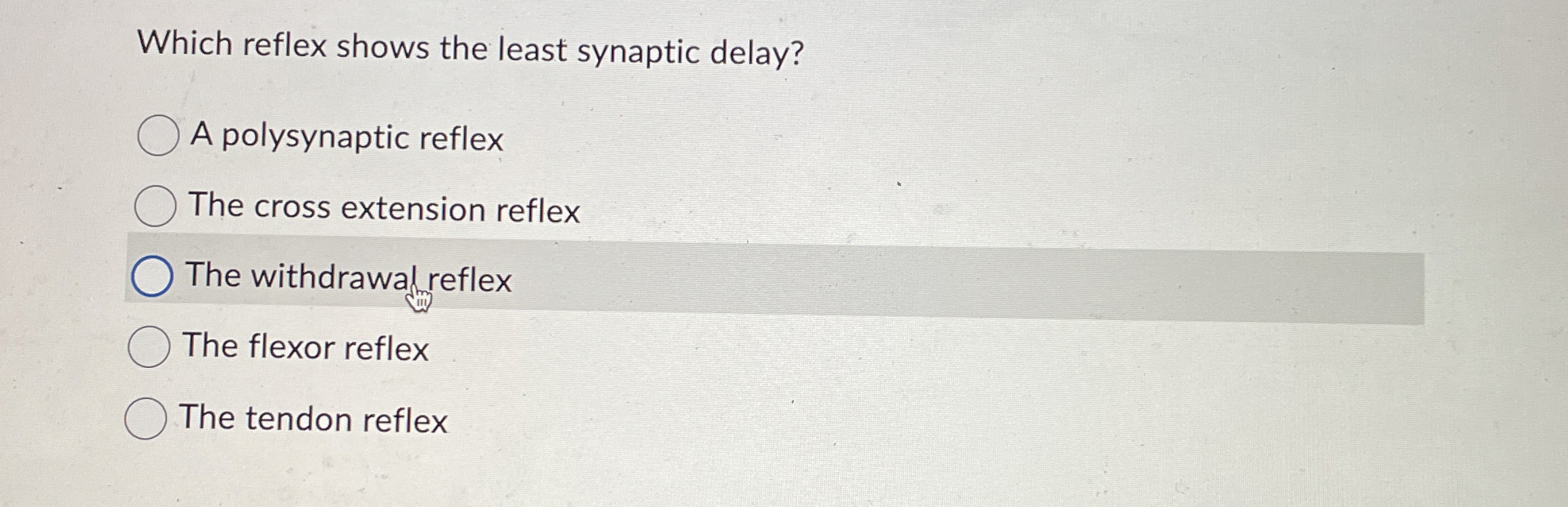 Solved Which reflex shows the least synaptic delay?A | Chegg.com