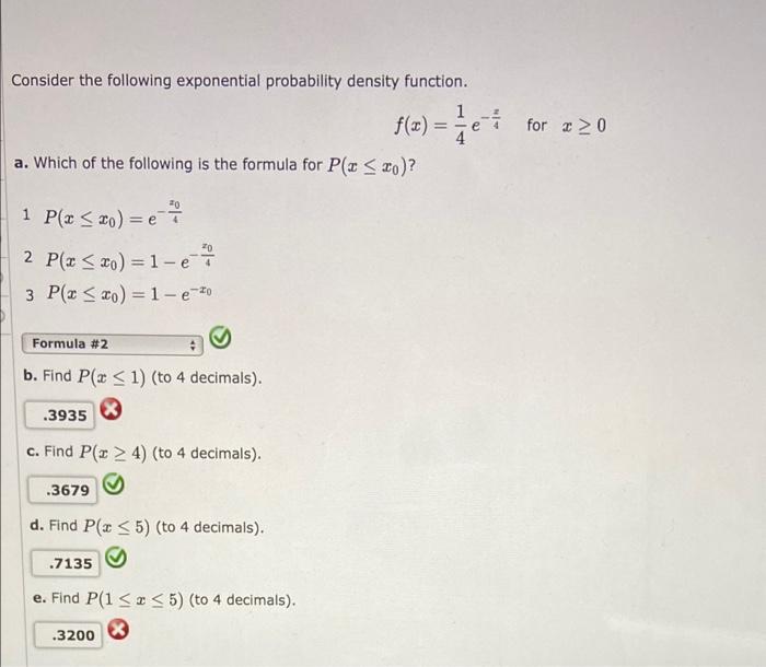 Solved Consider the following exponential probability | Chegg.com