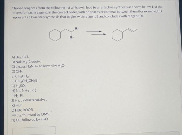 Solved Choose reagents from the following list which will | Chegg.com