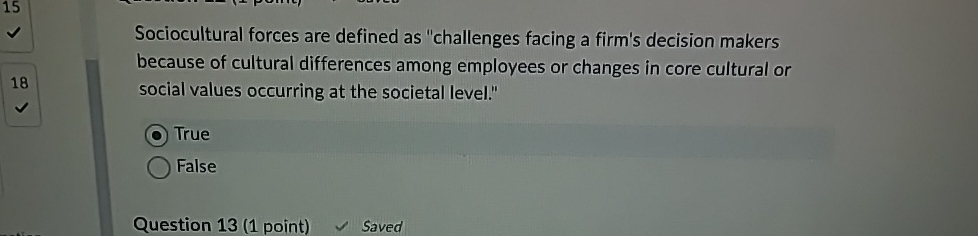 Solved Sociocultural forces are defined as "challenges | Chegg.com