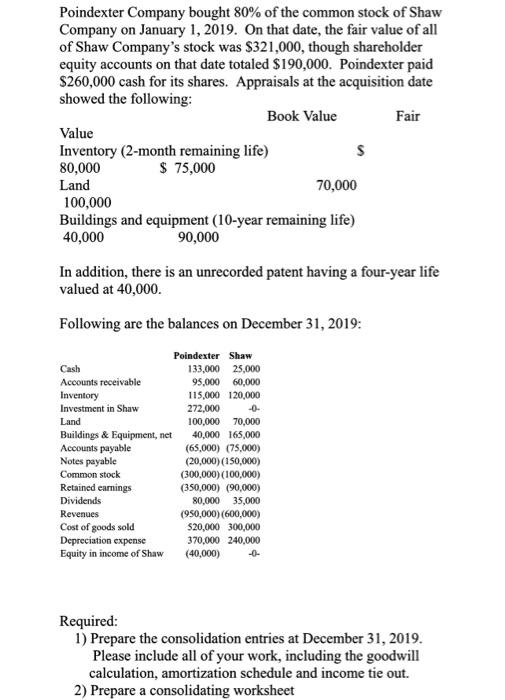 Solved could you please provide the consolidated entires and | Chegg.com