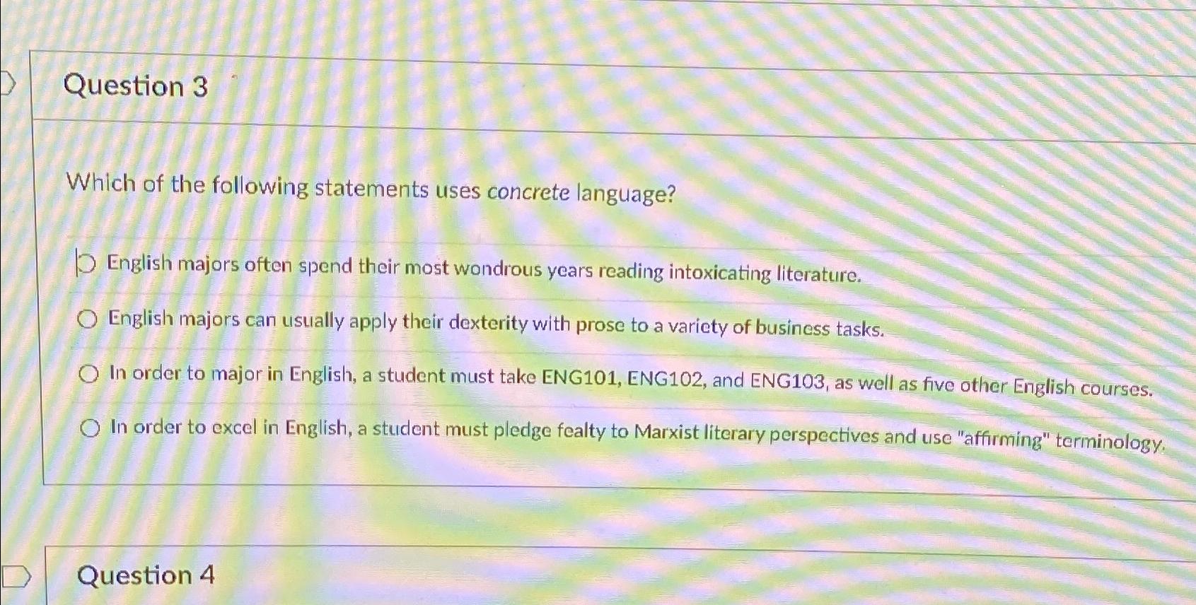 Solved Question 3Which of the following statements uses | Chegg.com