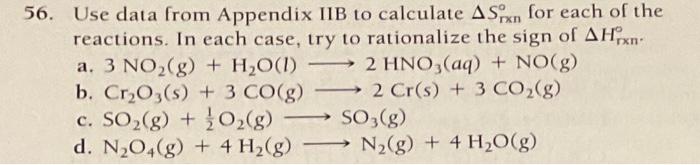 Solved 56. Use data from Appendix IIB to calculate ASX for | Chegg.com