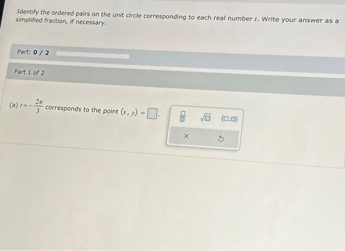 Solved Identify the ordered pairs on the unit circle | Chegg.com