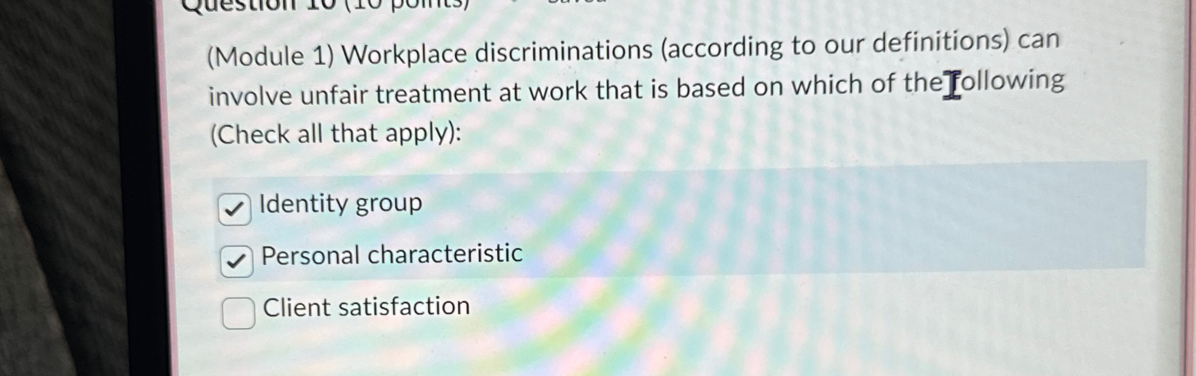 Solved (Module 1) ﻿Workplace discriminations (according to | Chegg.com