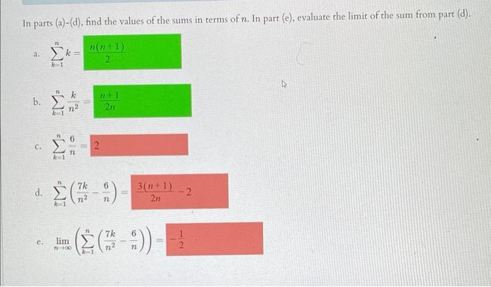 Solved In parts (a)-(d), find the values of the sums in | Chegg.com