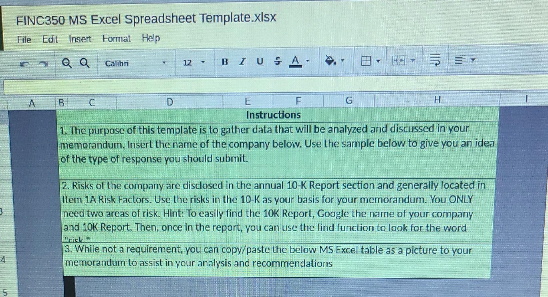 Solved Part One First, use the provided MS Excel Spreadsheet | Chegg.com