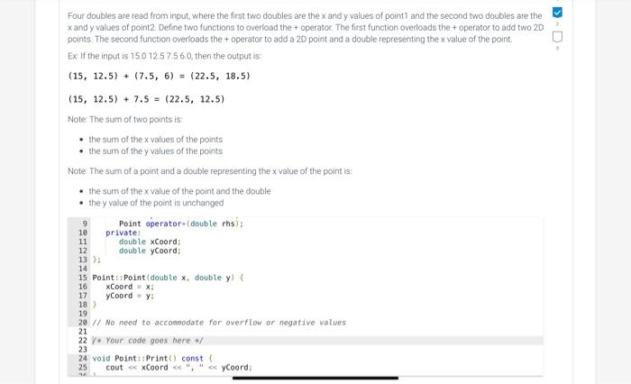 Solved Four doubles are tead from input, where the first two | Chegg.com