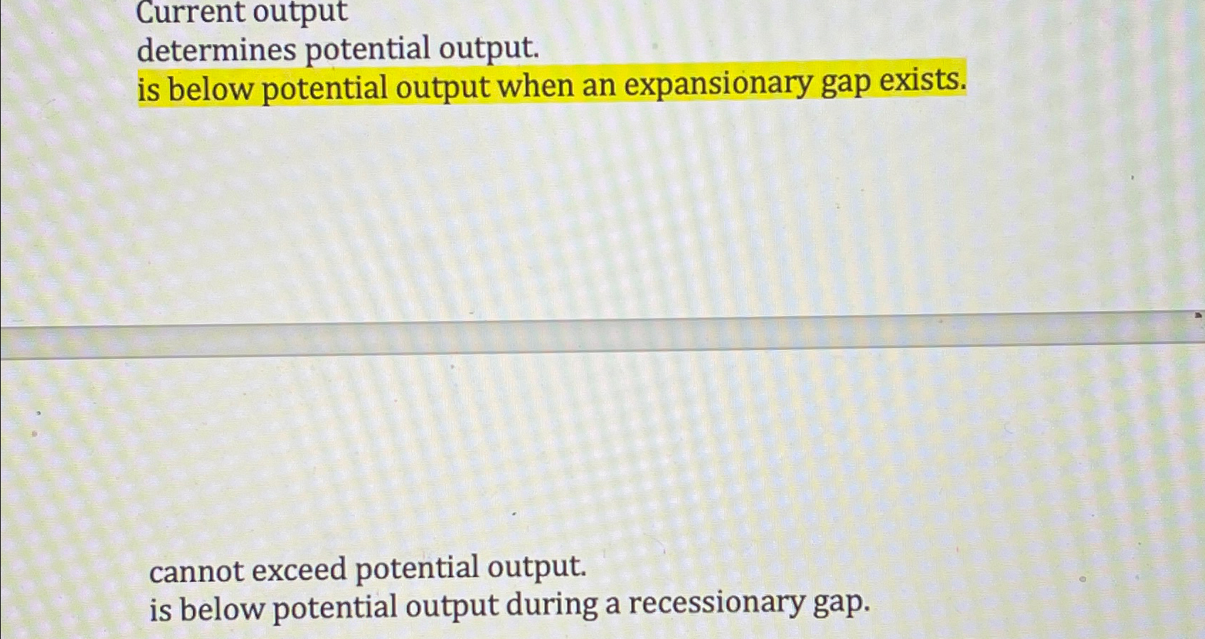 Solved Current outputdetermines potential output.is below | Chegg.com