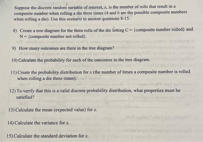 Solved Suppose the discrete random variable of interest, x, | Chegg.com