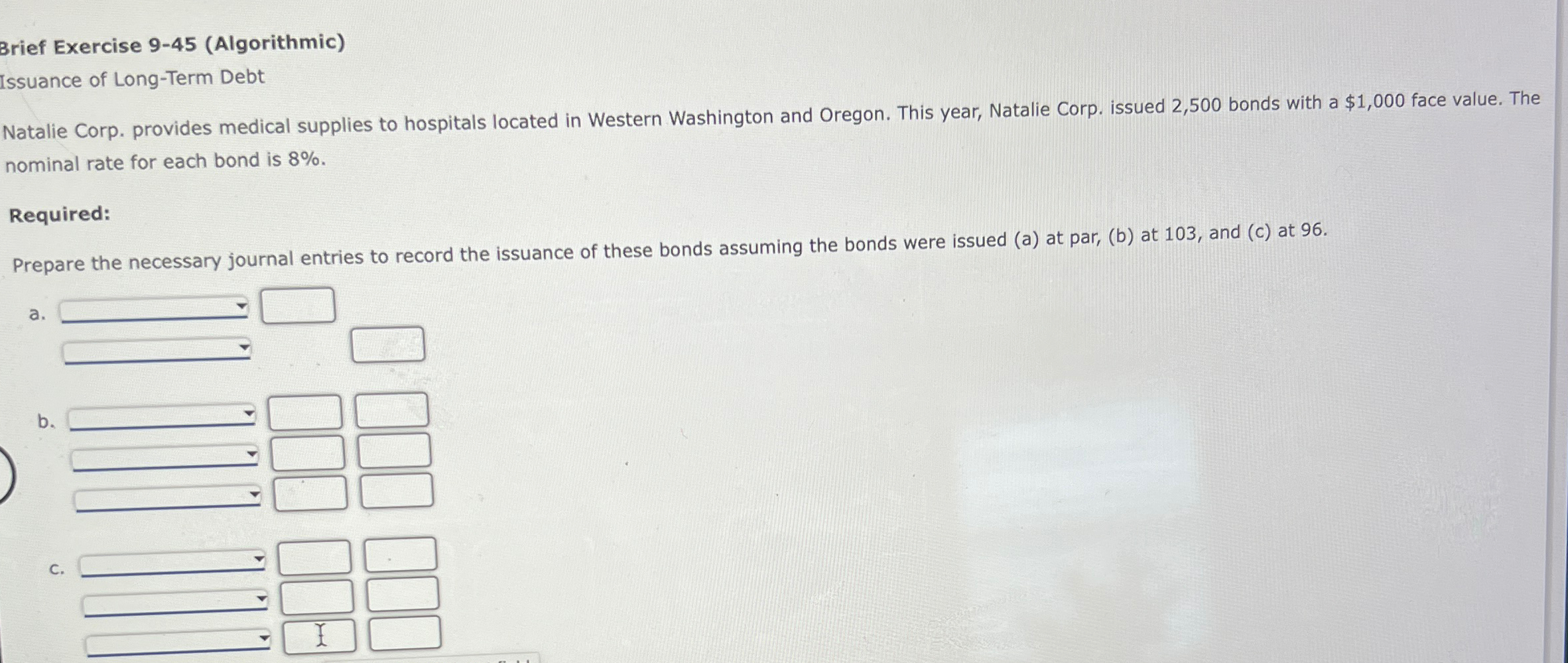 Solved Brief Exercise 9-45 (Algorithmic)Issuance of | Chegg.com