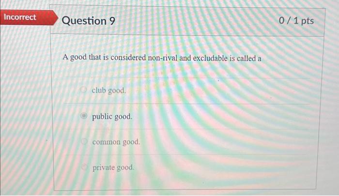 a good that is considered non-rival and excludable is | Chegg.com