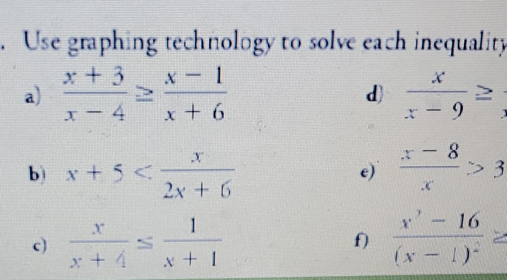 Solved Use Graphing Technology To Solve Each Inequality A