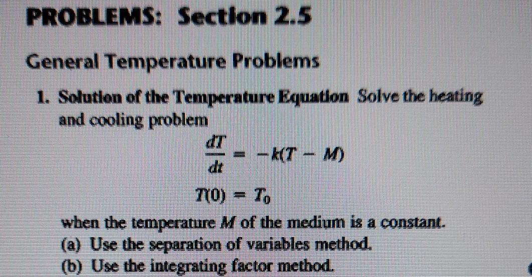 Solved PROBLEMS: Section 2.5 General Temperature Problems 1. | Chegg.com