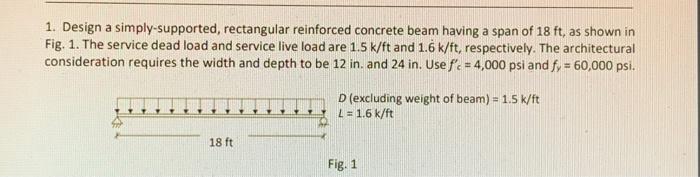 Solved design a simply-supported, rectangular reinforced | Chegg.com