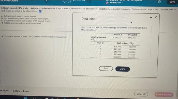 Solved cach prosect are shom in the folcoing tatili a. | Chegg.com