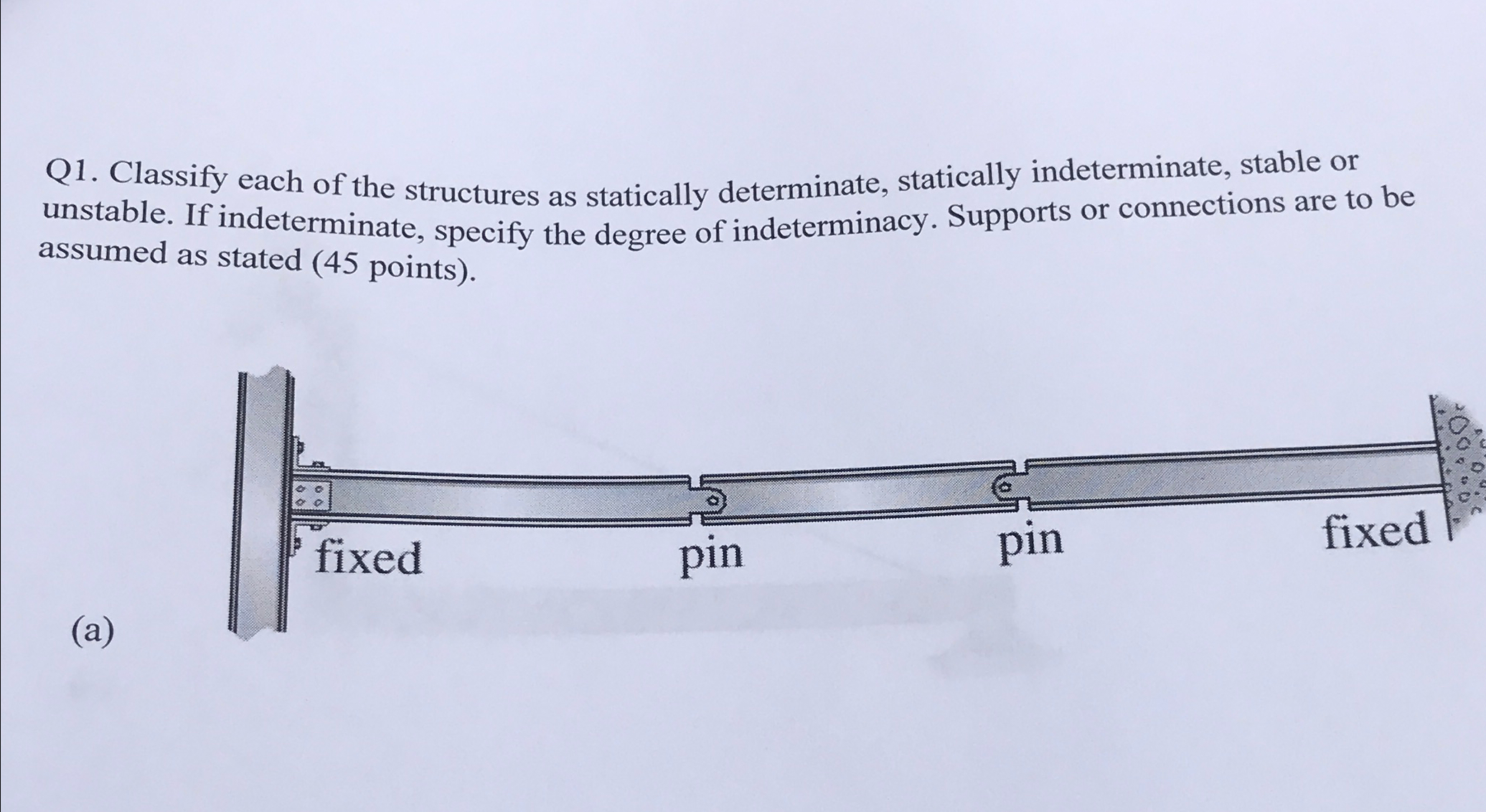 Solved Q1. ﻿Classify each of the structures as statically | Chegg.com