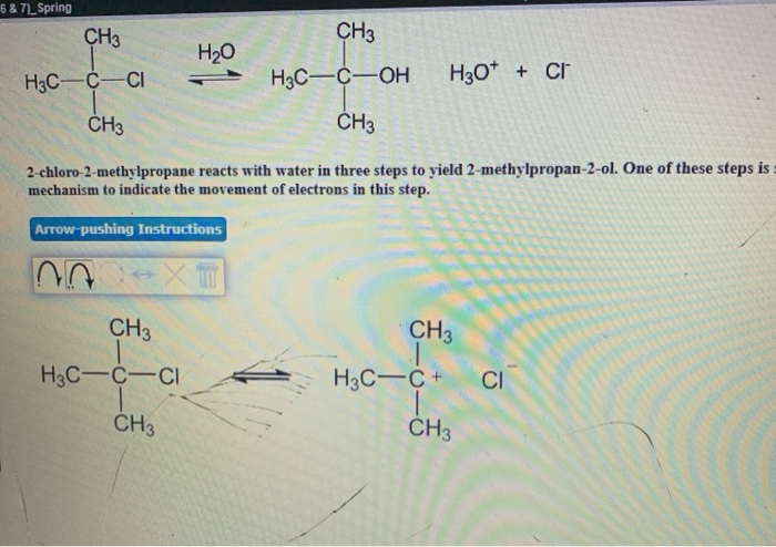 Solved 5&71_Spring CH3 H3c-c-CI CH3 HO - CH3 H3Cc-OH H3O+ + | Chegg.com