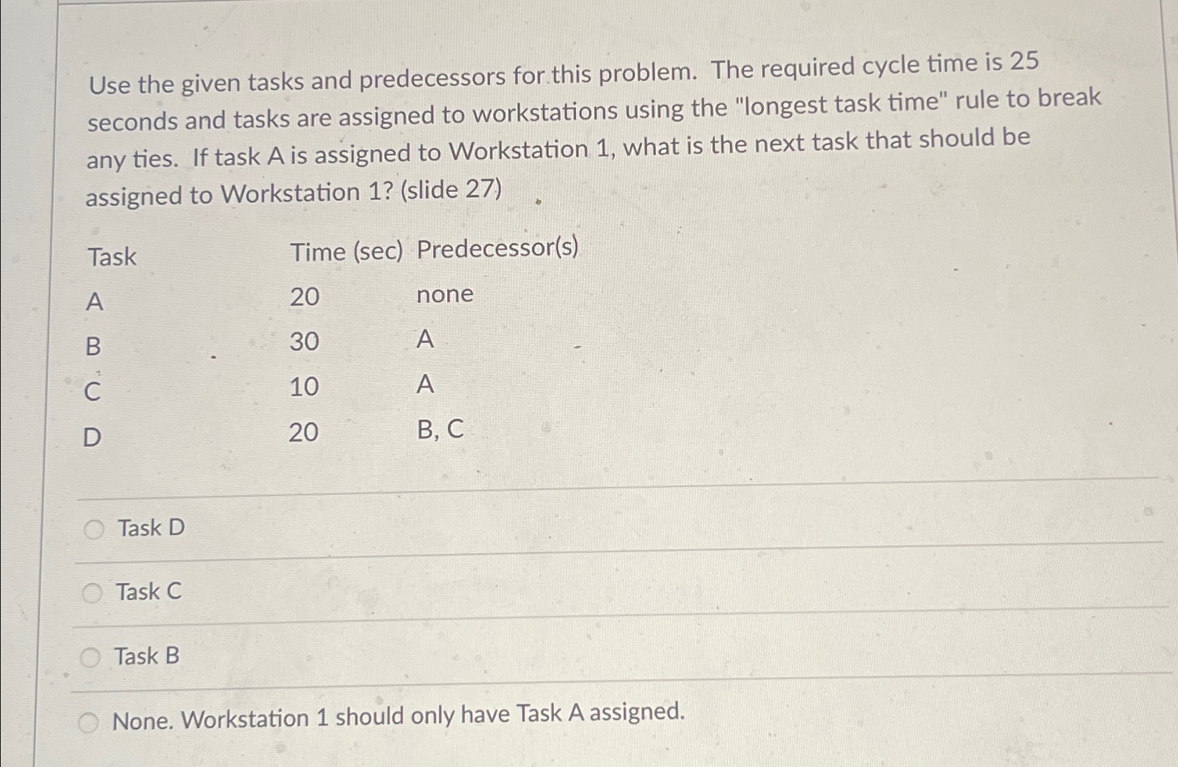 Solved Use the given tasks and predecessors for this | Chegg.com
