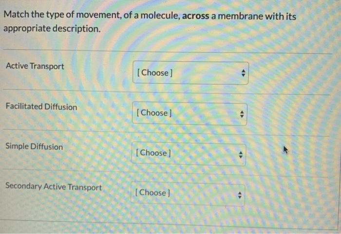 Solved match the type of movement, or a molecule, across a | Chegg.com