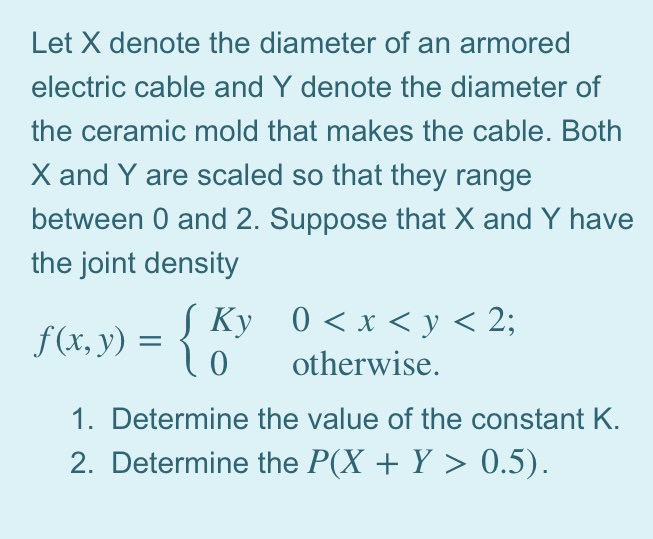 Solved Let X denote the diameter of an armored electric | Chegg.com Solved Let X denote the diameter of an armored electric | Chegg.com