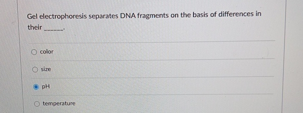 Solved Gel electrophoresis separates DNA fragments on the | Chegg.com