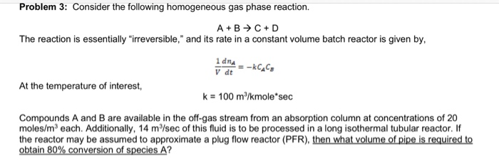 Solved Problem 3: Consider the following homogeneous gas | Chegg.com