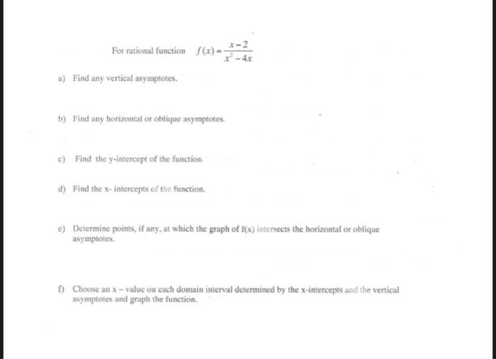 Solved For rational function f(x)=x2−4xx−2 a) Find any | Chegg.com