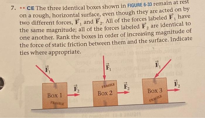 Solved 7. CE The three identical boxes shown in FIGURE 6-33 | Chegg.com