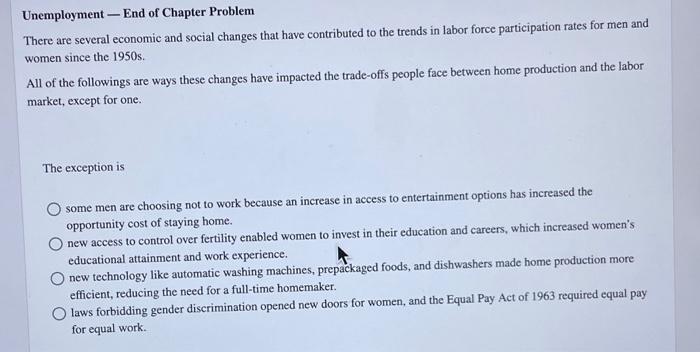 Solved Unemployment - End of Chapter Problem There are | Chegg.com