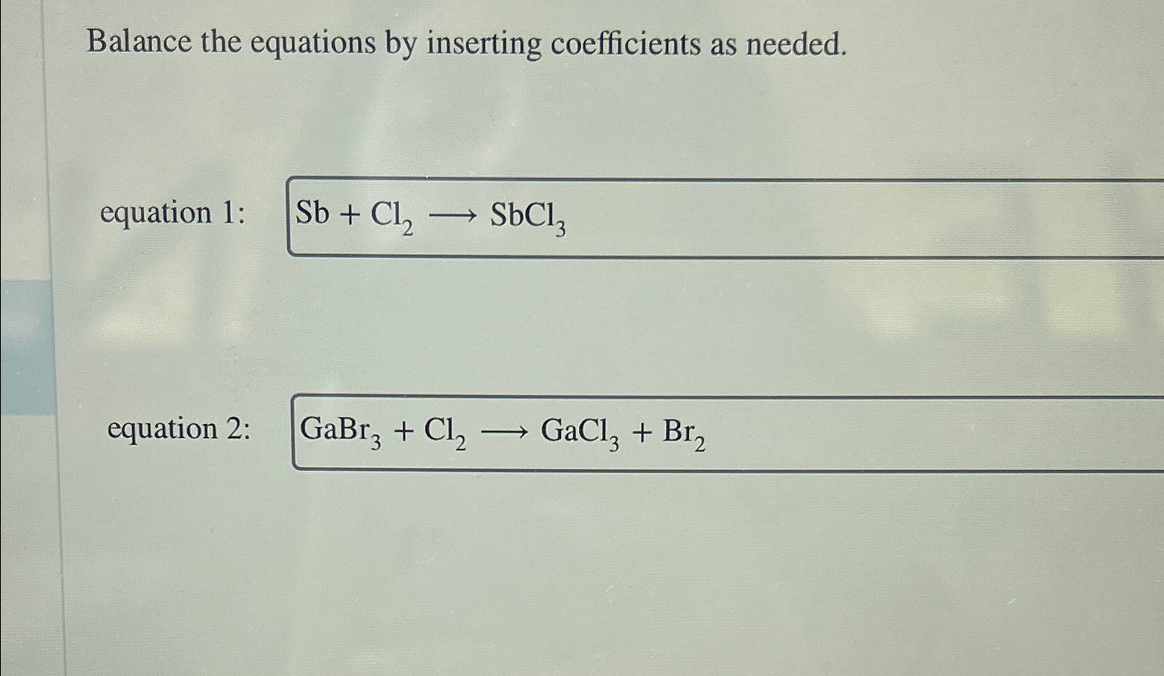Solved Balance the equations by inserting coefficients as | Chegg.com