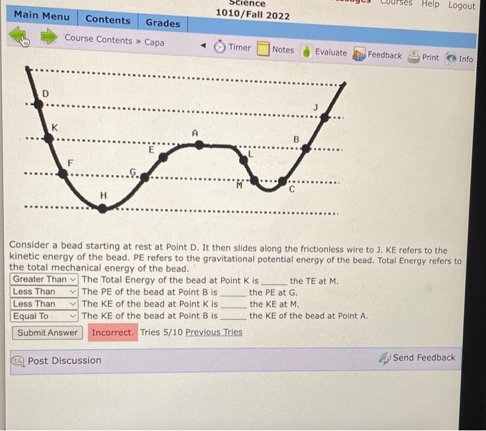 Solved Consider a bead starting at rest at Point D. It then | Chegg.com