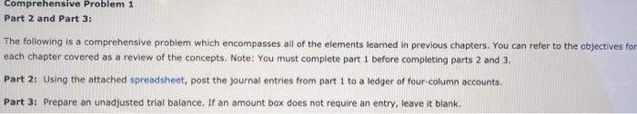 Solved Comprehensive Problem 1 Part 1: The following is a | Chegg.com