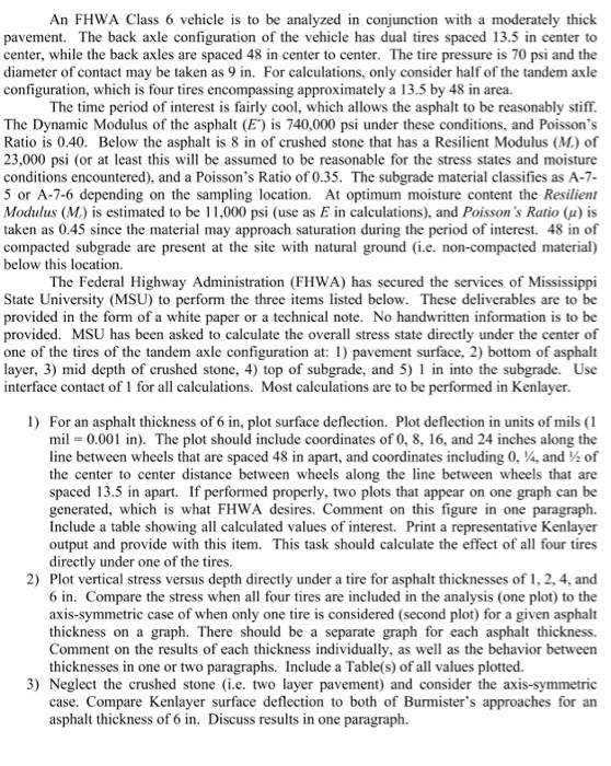 An FHWA Class 6 vehicle is to be analyzed in | Chegg.com