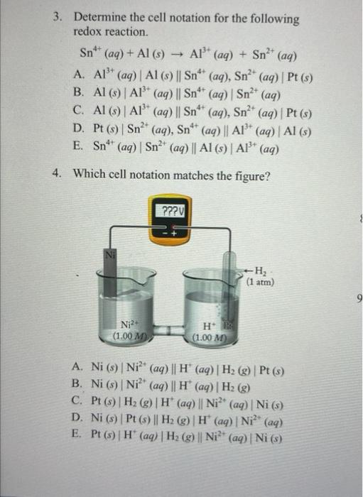 3. Determine the cell notation for the following | Chegg.com