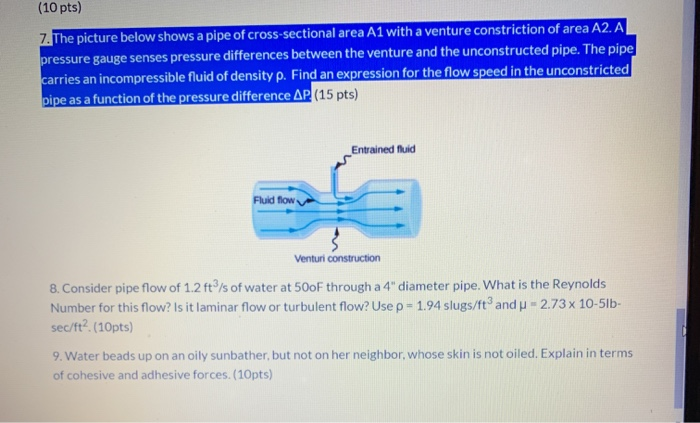Solved (10 pts) 7. The picture below shows a pipe of | Chegg.com