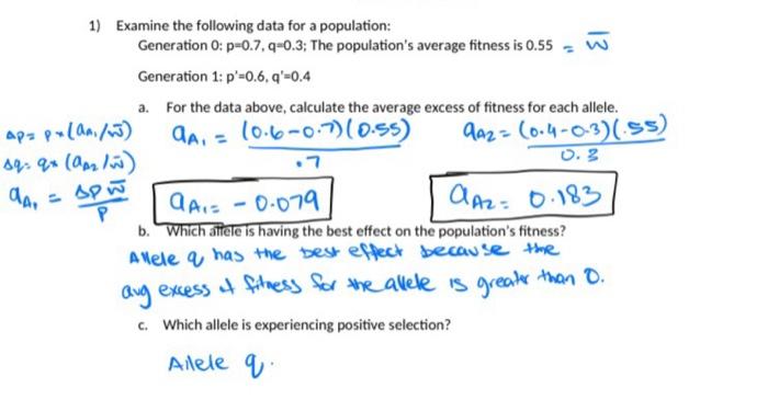 Solved 1) Examine the following data for a population: ap= | Chegg.com