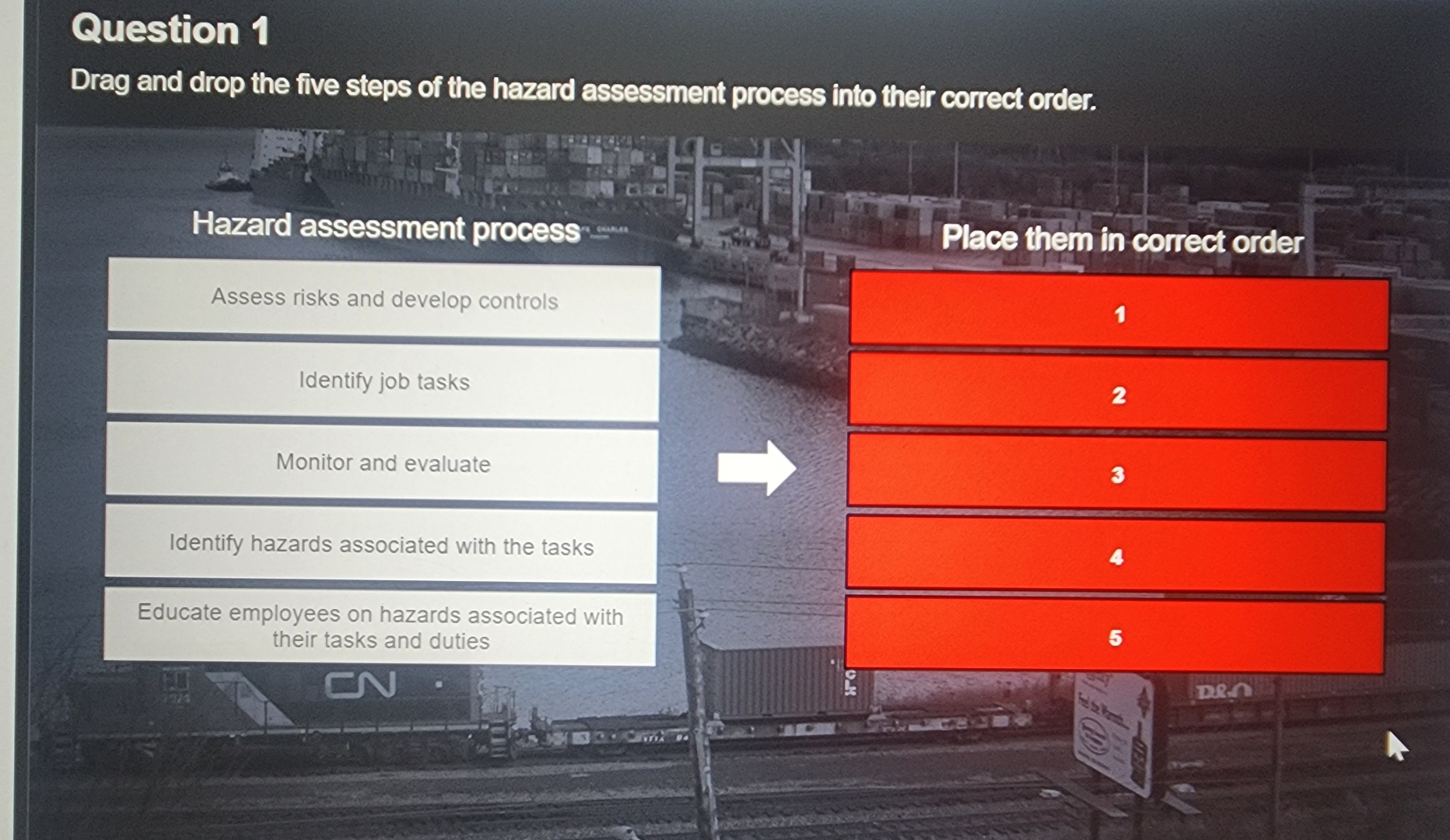 Solved Question 1Drag and drop the five steps of the hazard | Chegg.com