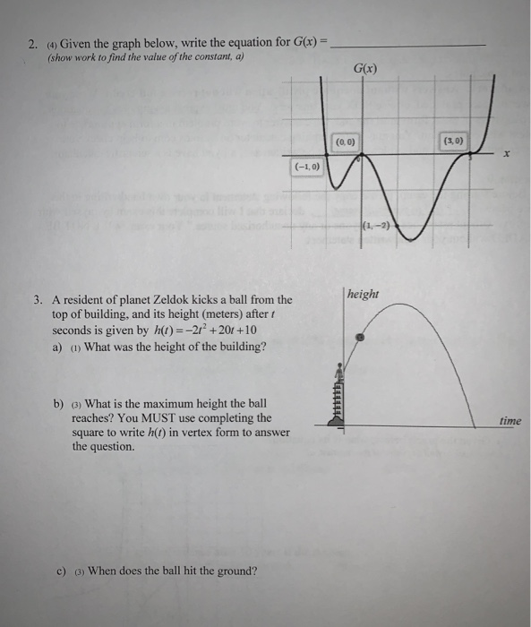 Solved 2. (6) Given the graph below, write the equation for | Chegg.com