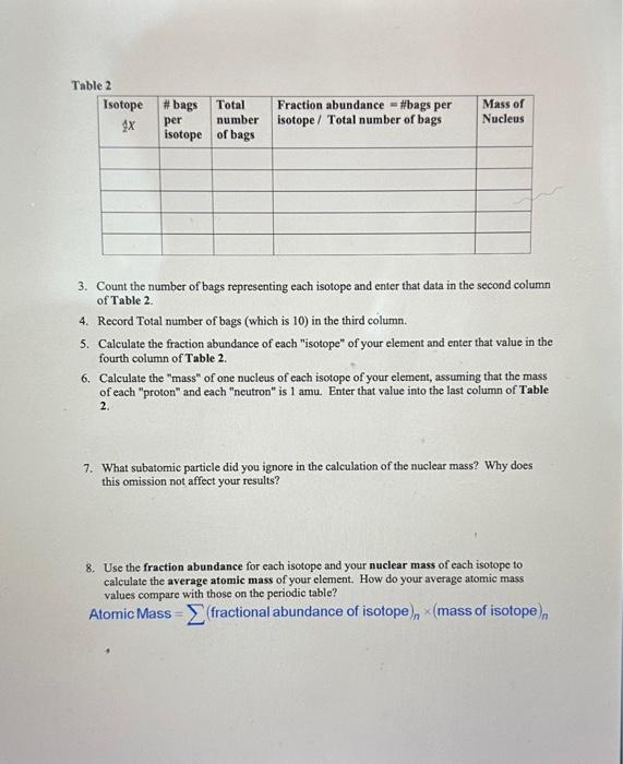 Lab 4: What do the atomic mass values represent? (15 | Chegg.com