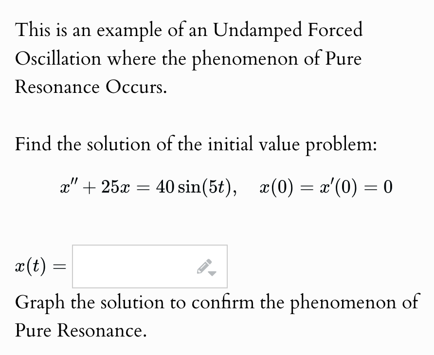 Solved This is an example of an Undamped ForcedOscillation | Chegg.com