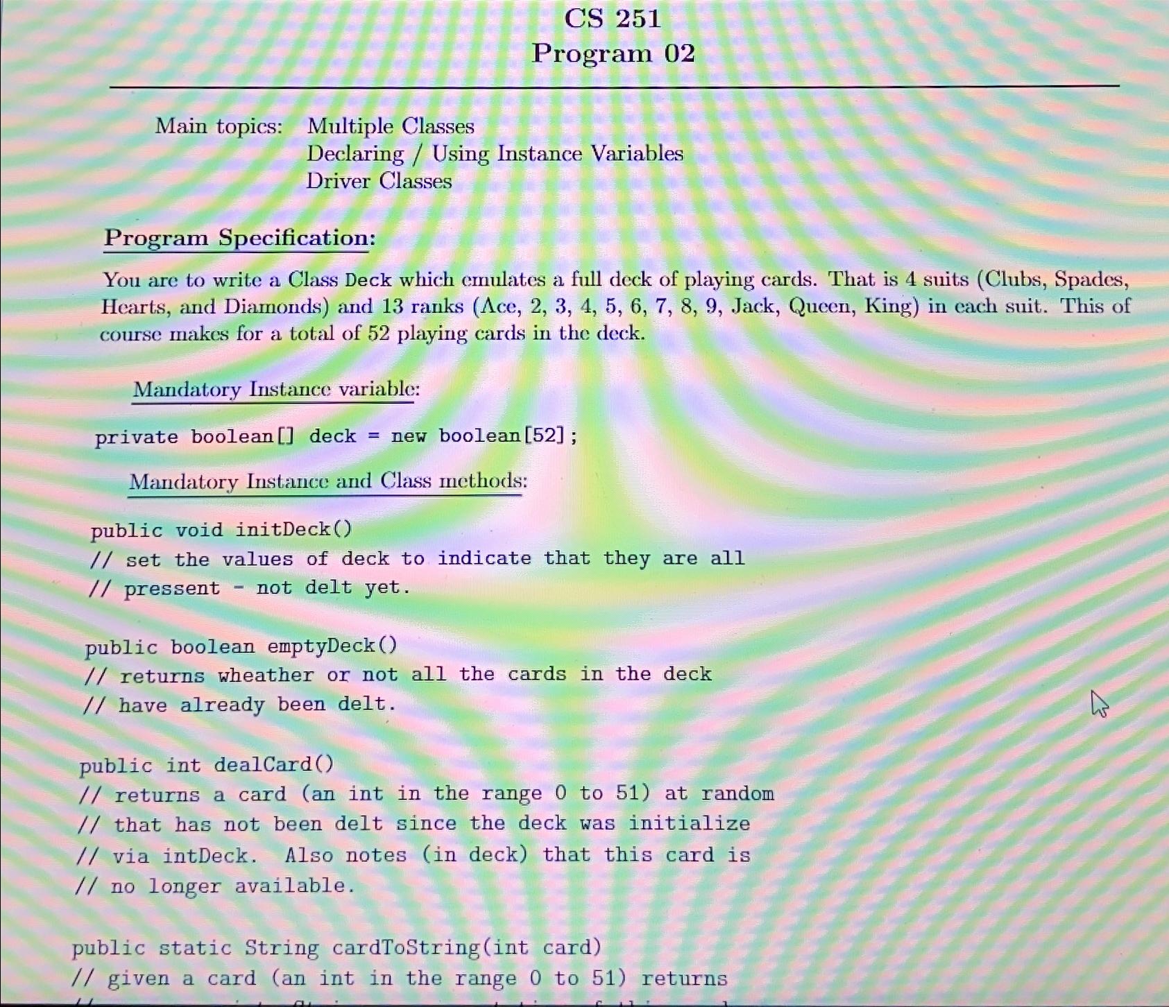Solved CS 251Program 02Main topics: Multiple | Chegg.com