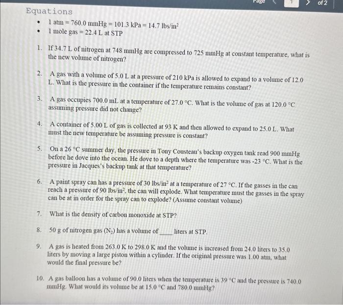 Solved - 1 mole gas =22.4 L at STP 1. If 34.7 L of nitrogen | Chegg.com