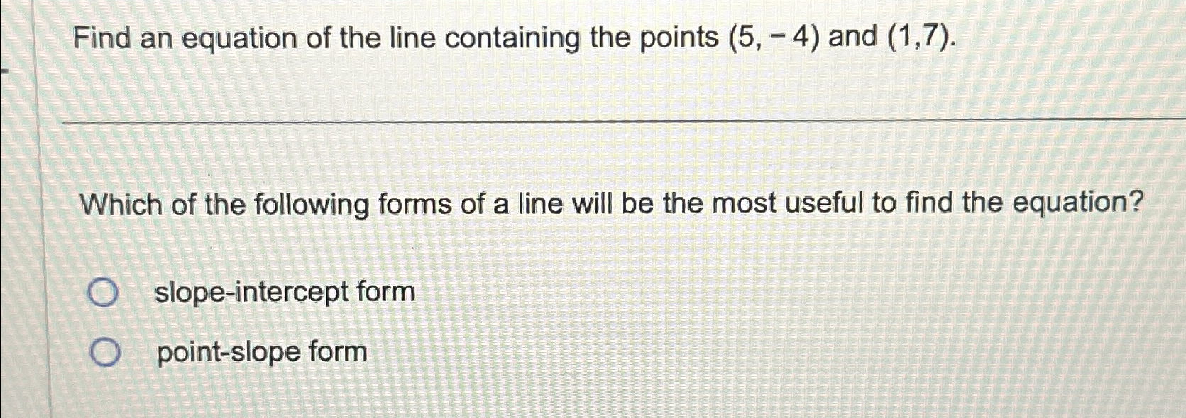 Solved Find an equation of the line containing the points | Chegg.com